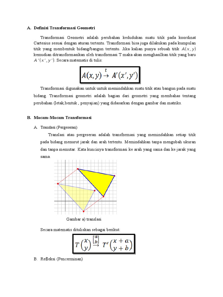 Definisi Transformasi Geometri | PDF