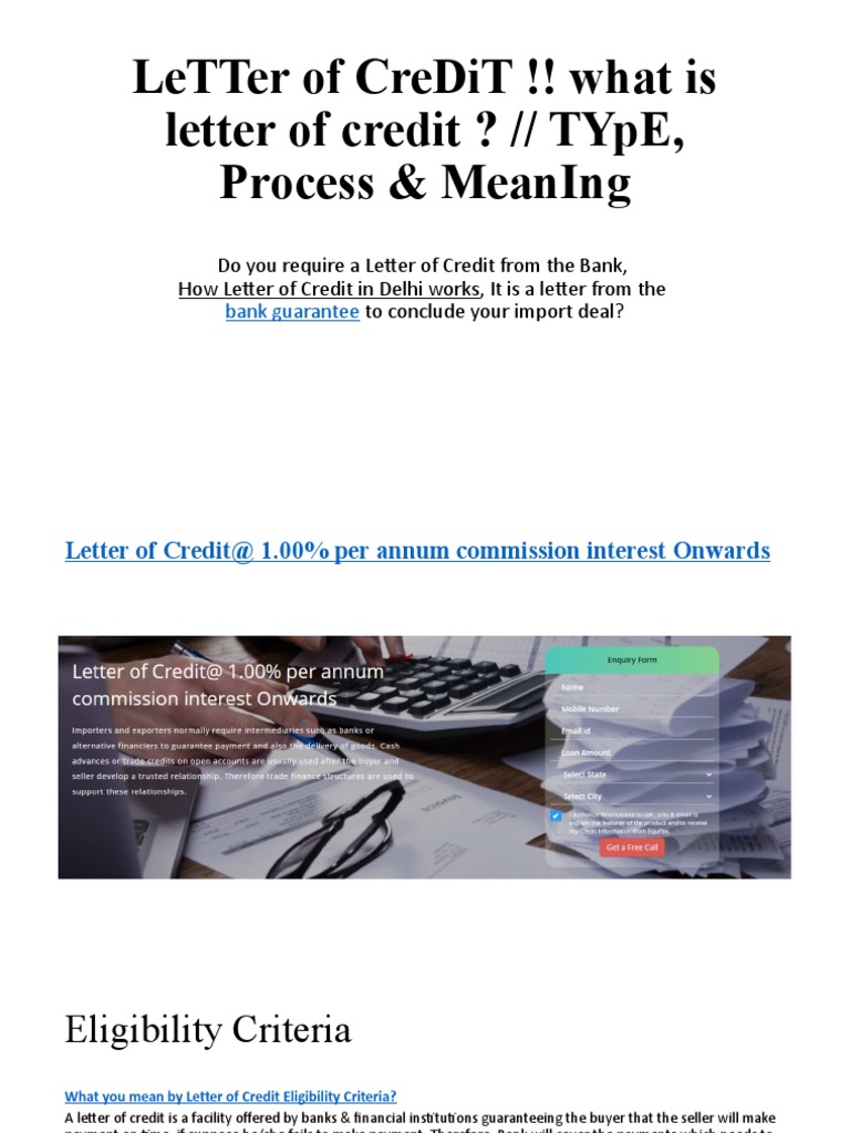 LeTTer of CreDiT ! What Is Letter of Credit | PDF | Letter Of Credit ...