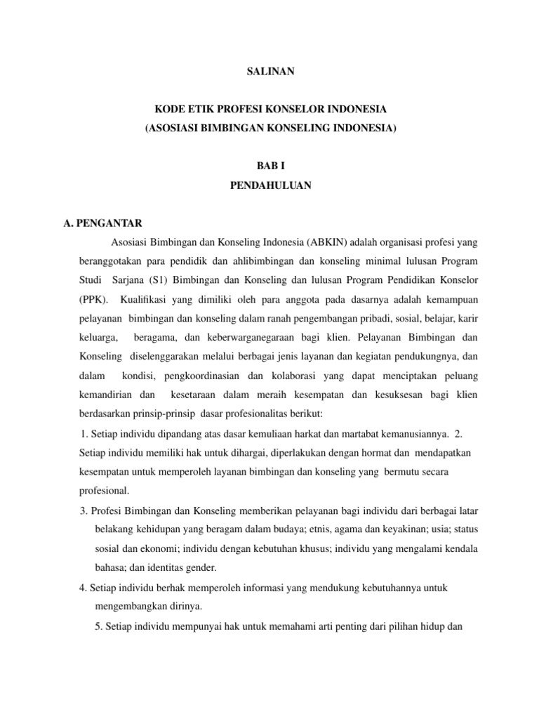 Salinan Kode Etik Abkin | PDF