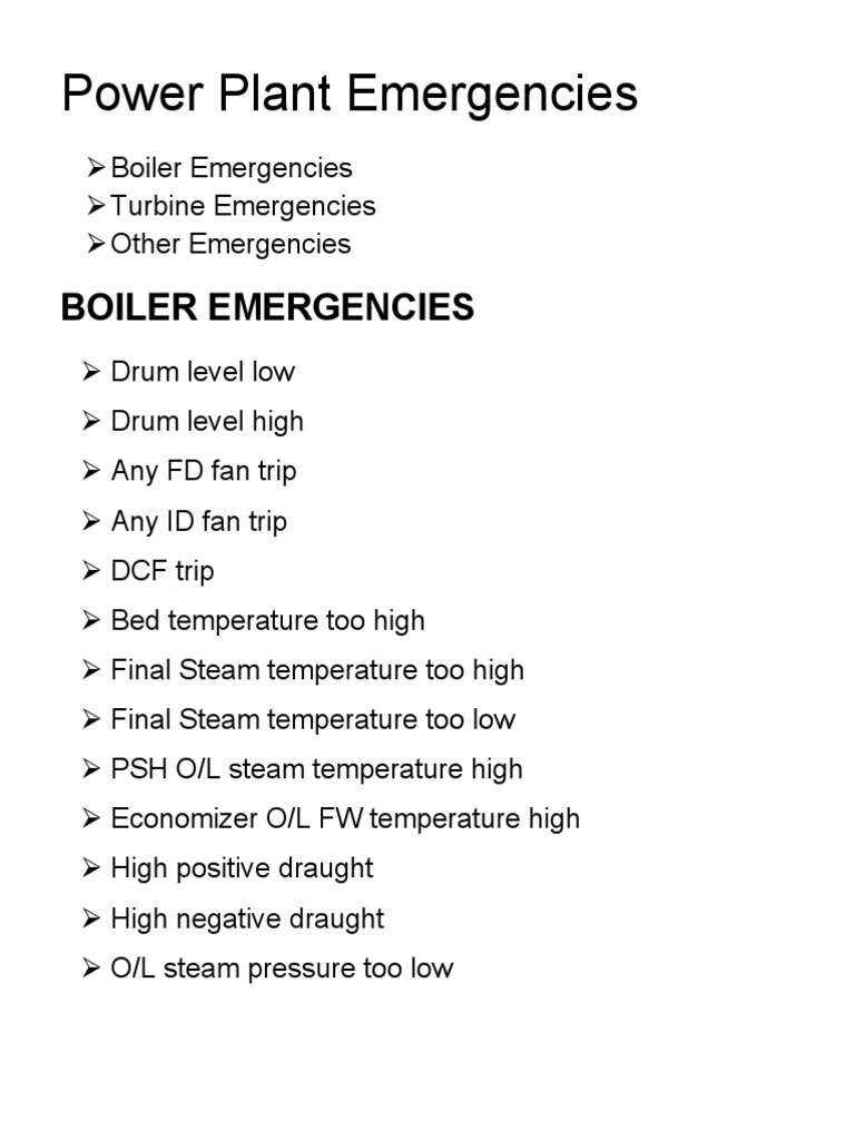 Emergency in Power Plant | PDF | Boiler | Pump
