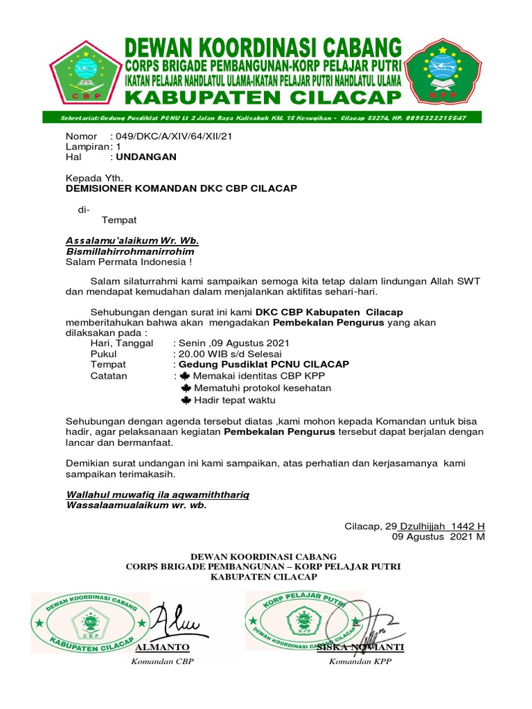 Surat Undangan Demisioner | PDF