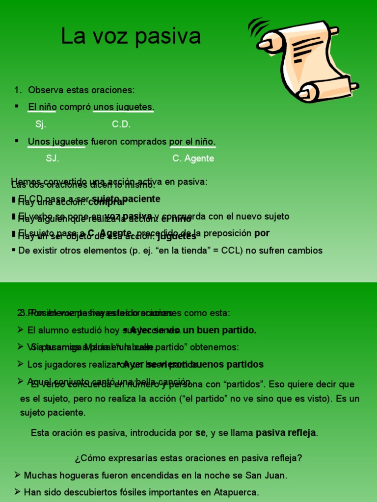 La Voz Pasiva. Tema de Presente | PDF | Asunto (gramática) | Morfología