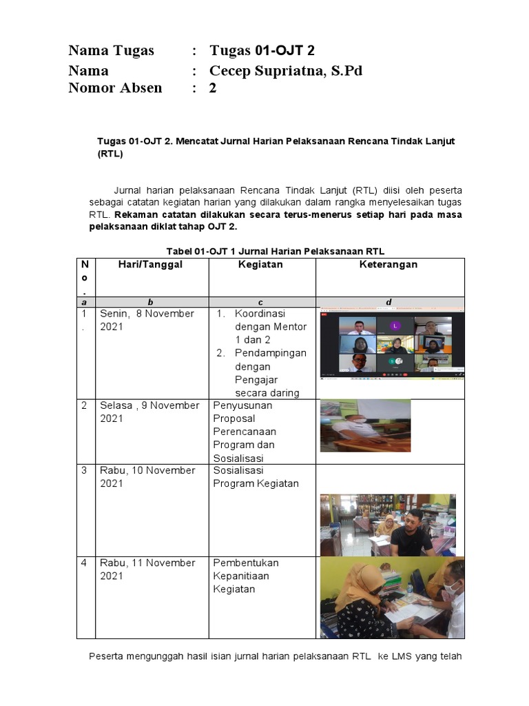 Jurnal Harian Tugas 01-OJT 2 Cecep Supriatna 2021 | PDF | Komputer ...