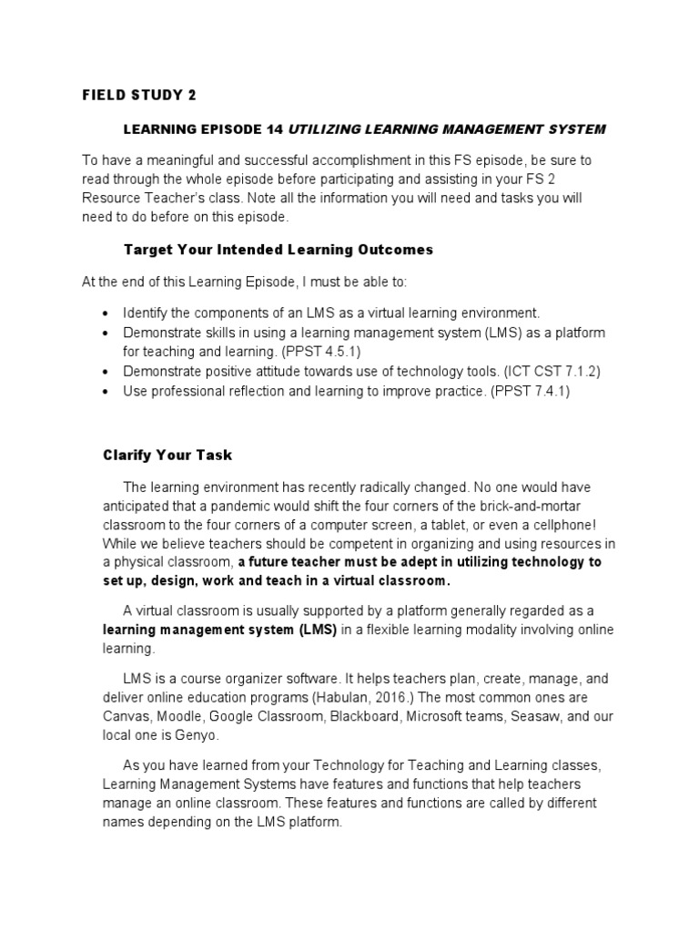 FS 2 Learning Episode 14 | PDF | Teachers | Educational Technology