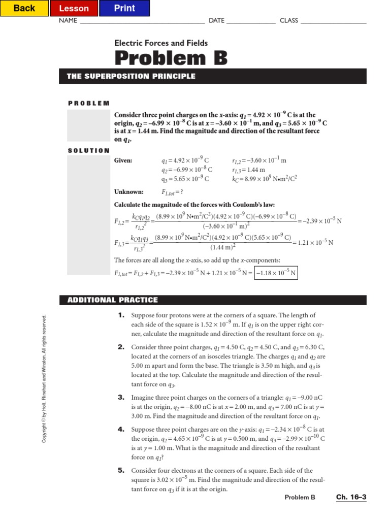 Problem B: Electric Forces and Fields | PDF | Physical Sciences ...