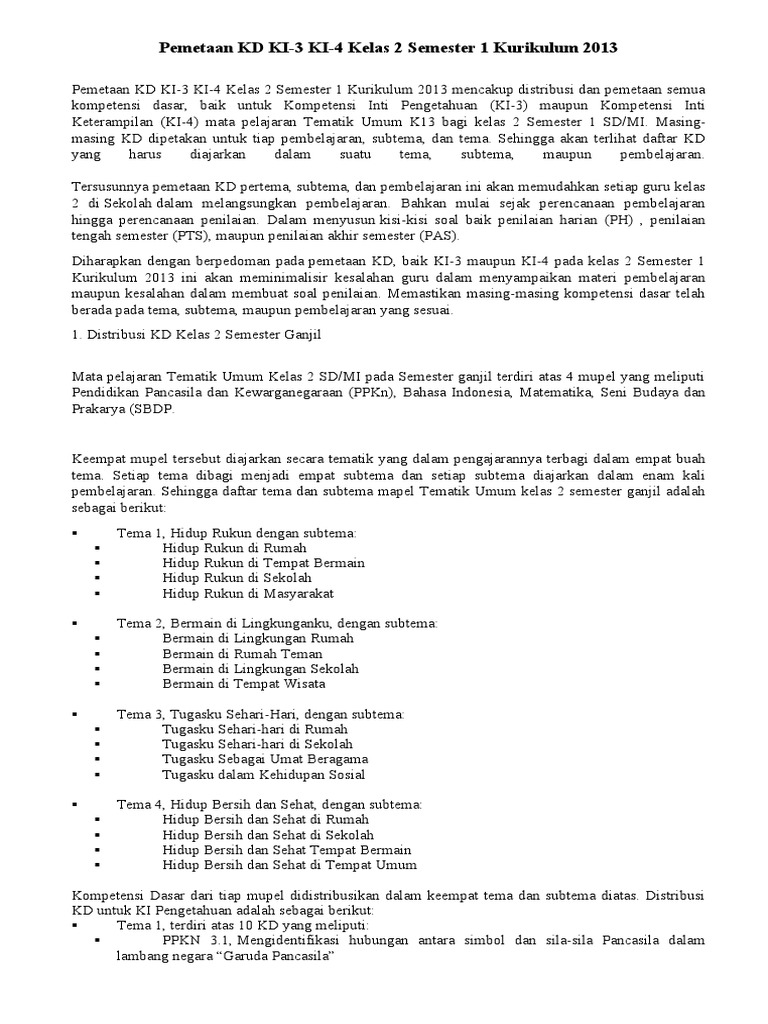 Pemetaan KD KI | PDF