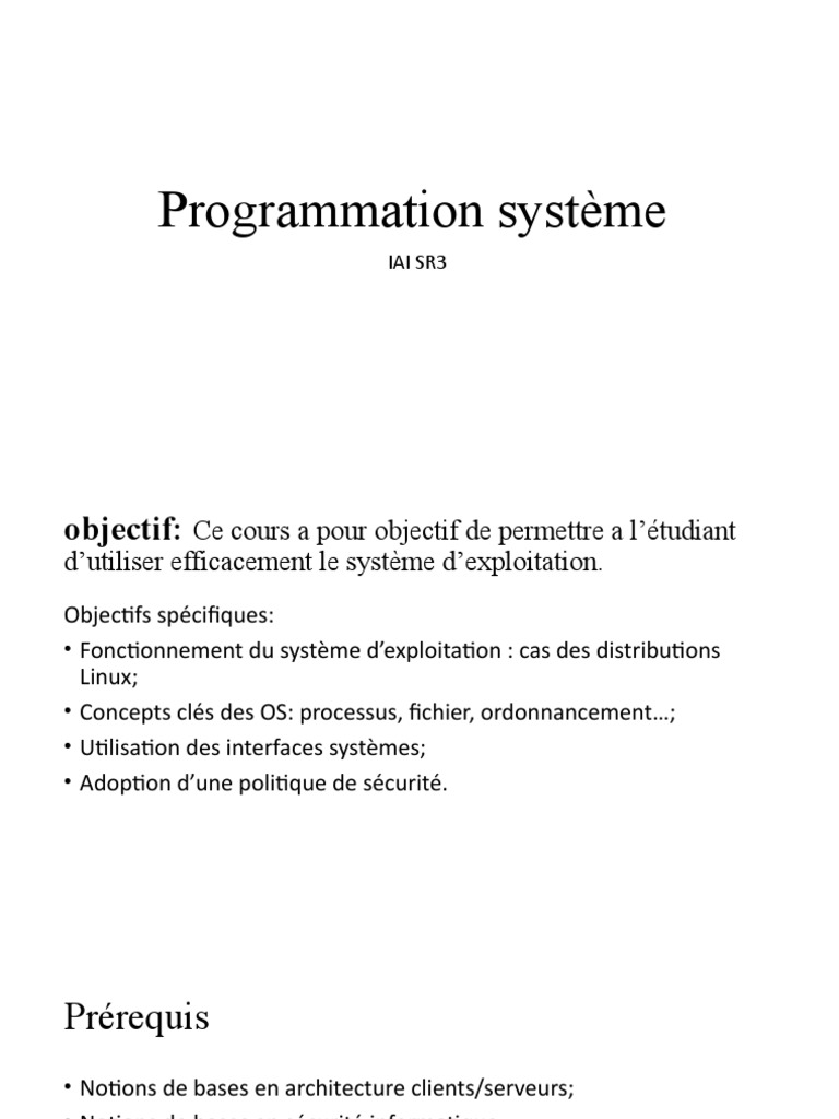 Cours 1 Programmation - Systeme | PDF | Cryptage | Mise en réseau