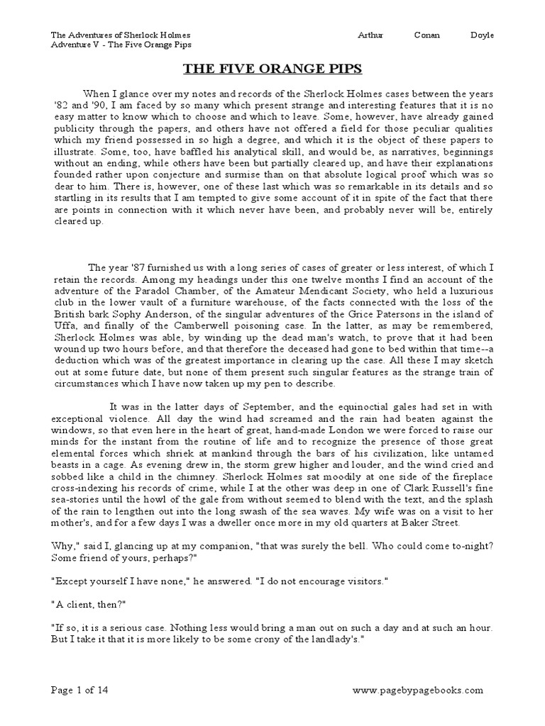 The Five Orange Pips | PDF | Sherlock Holmes | Dr. Watson