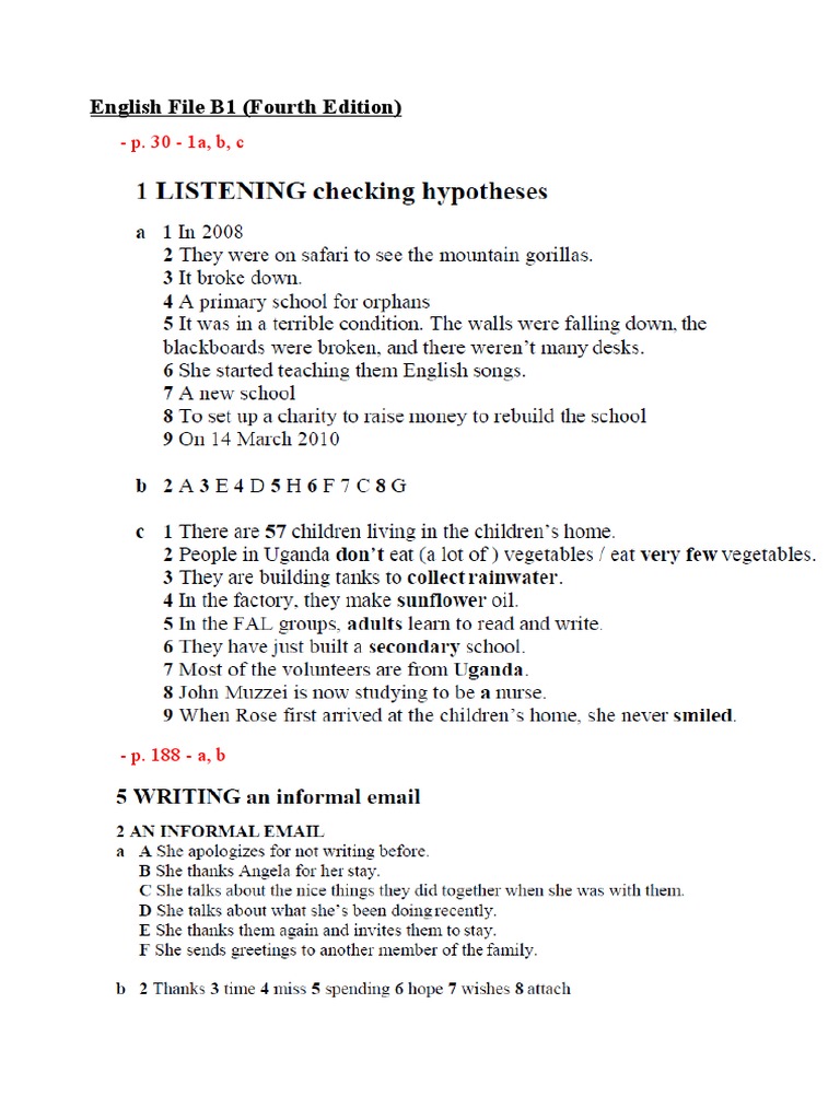 English File B1 (Fourth Edition) : - P. 30 - 1a, B, C | PDF