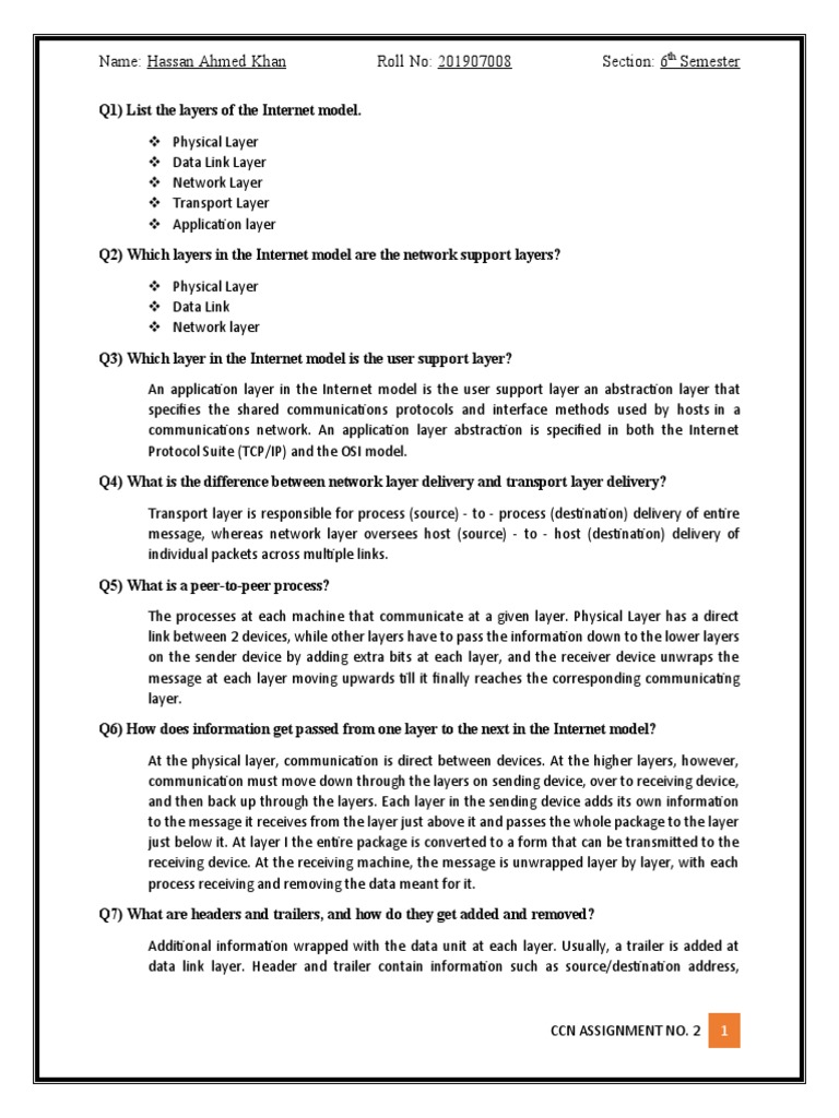 Ccn Question And Answers Pdf Osi Model Internet Protocol Suite