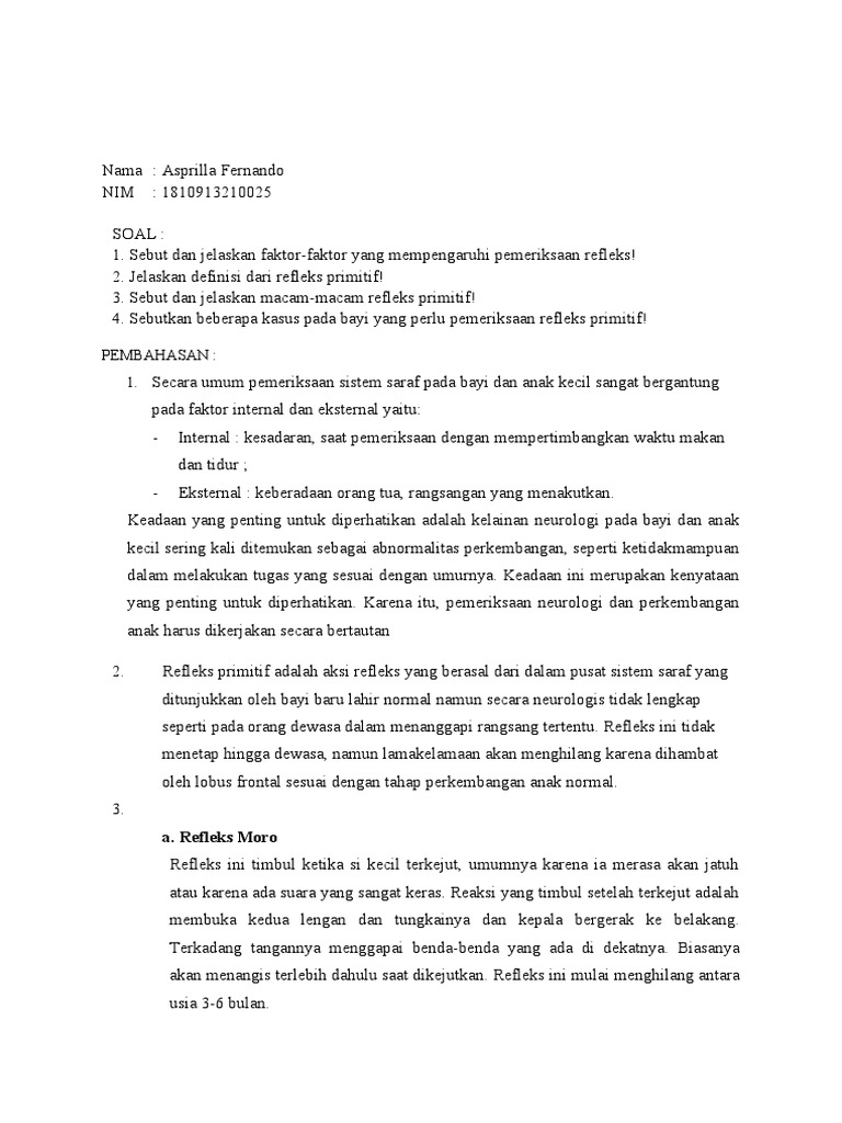 REFLEKS PRIMITIF BAYI | PDF