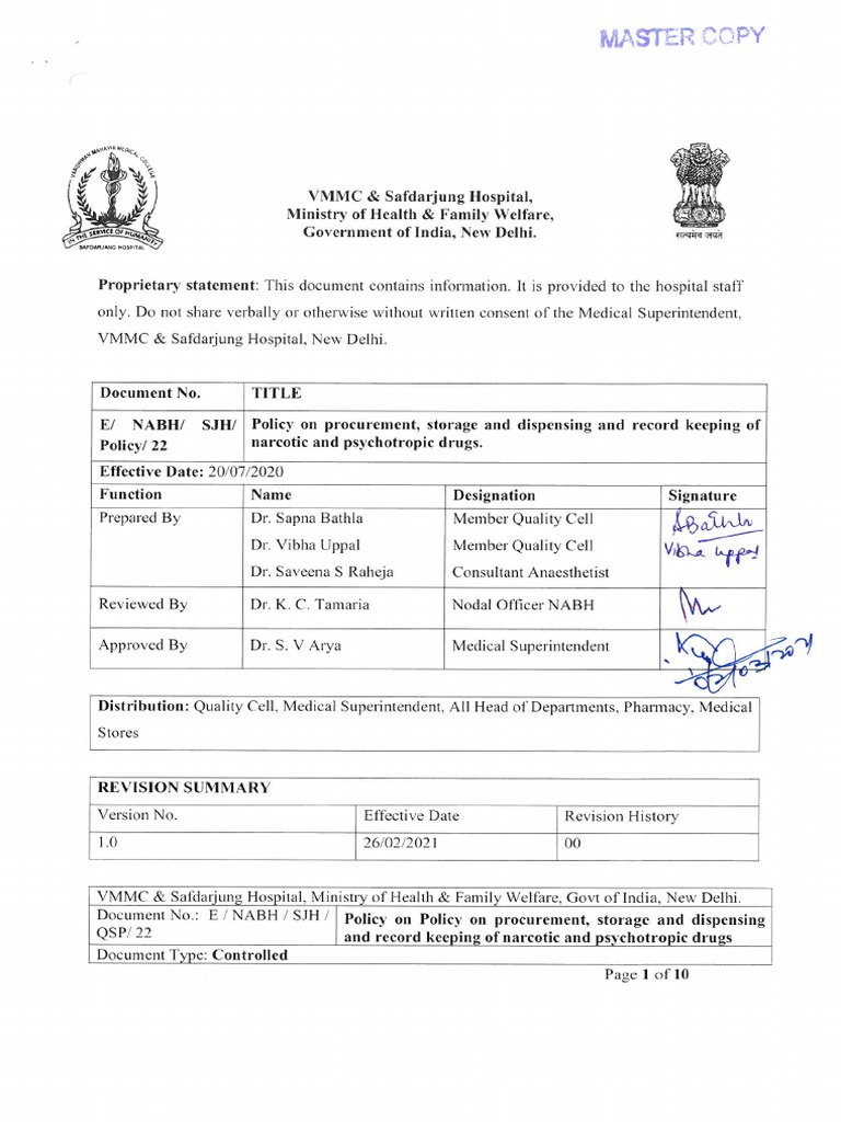 Policy On Narcotic and Psychotropic Drugs | PDF