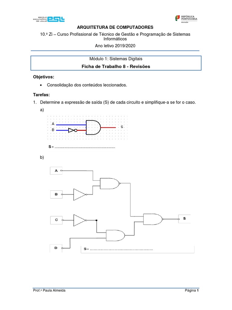 Ficha de Trabalho 8 Revisões AC M1 | PDF | Métodos e Materiais de ...