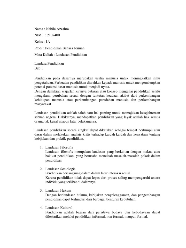 Nabila Azzahra - Reseume Landasan Pendidikan | PDF | Sains & Matematika