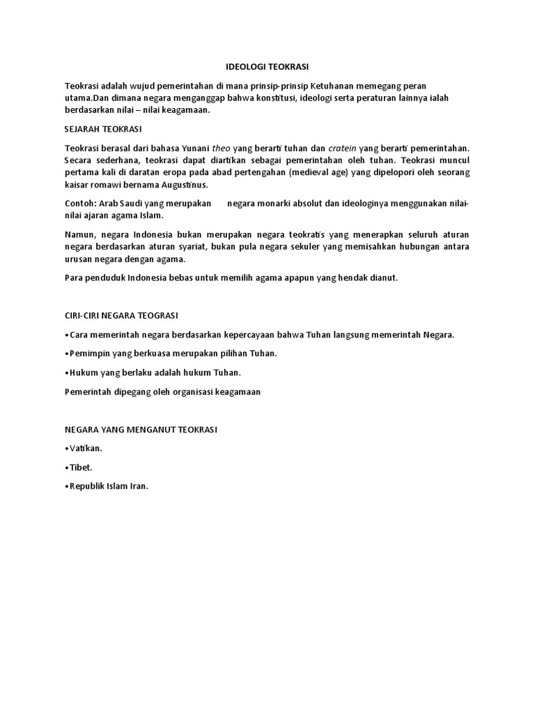 Ideologi Teokrasi | PDF