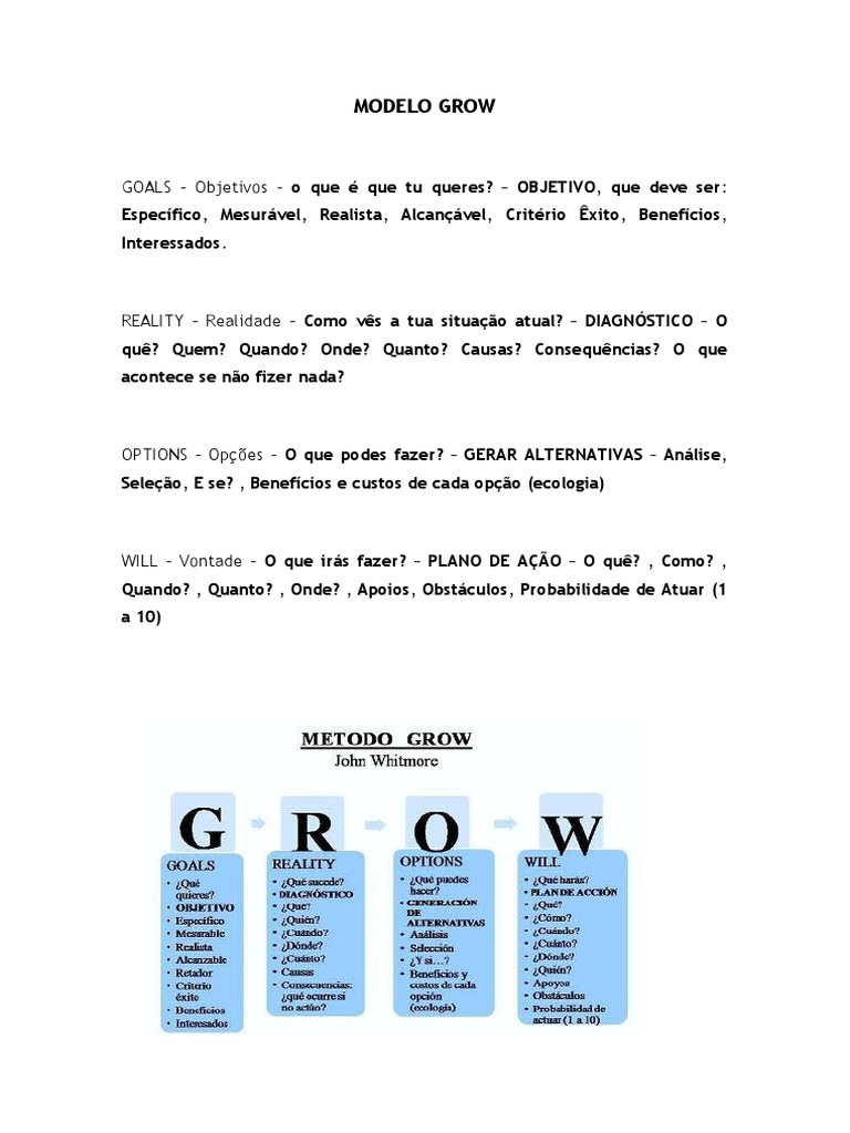 Modelo GROW - Perguntas | PDF