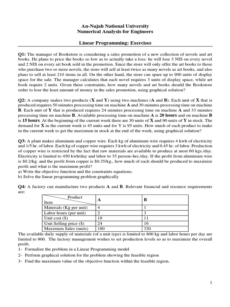 Linear Programming Examples | PDF | Linear Programming | Profit (Economics)