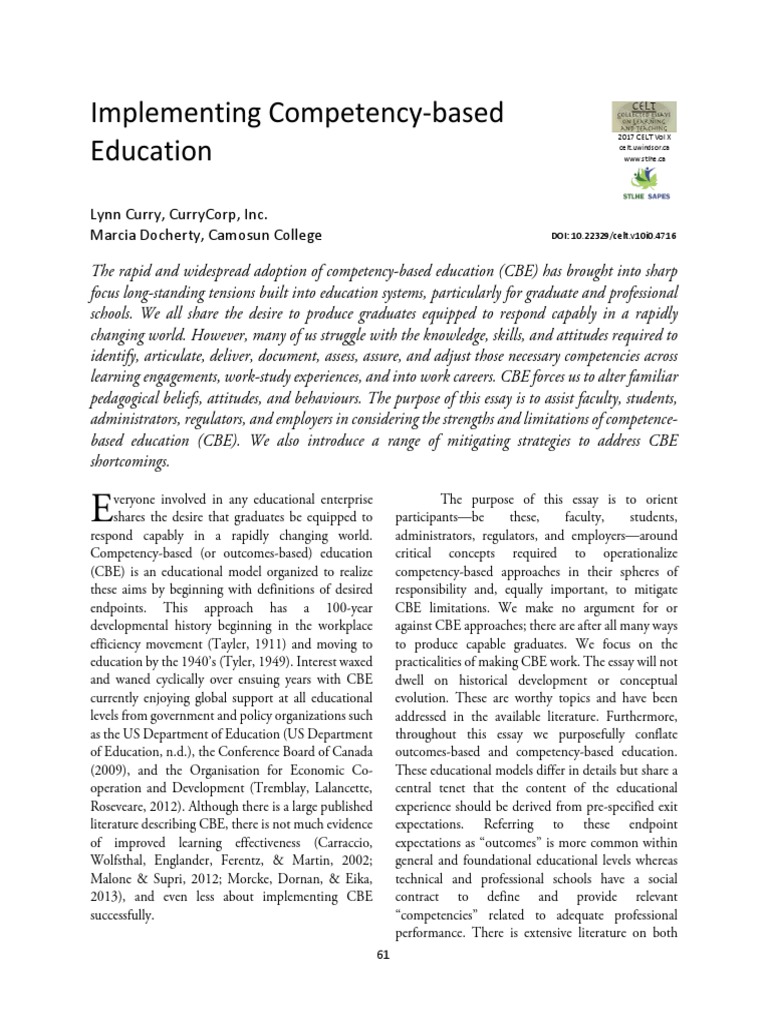 Implementing Competency-Based Education | PDF | Educational Assessment | Learning