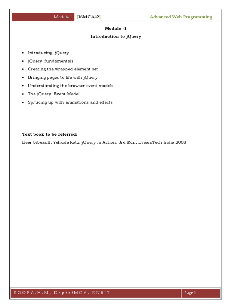 AWP Module1 Jquery | PDF | J Query | Software Development