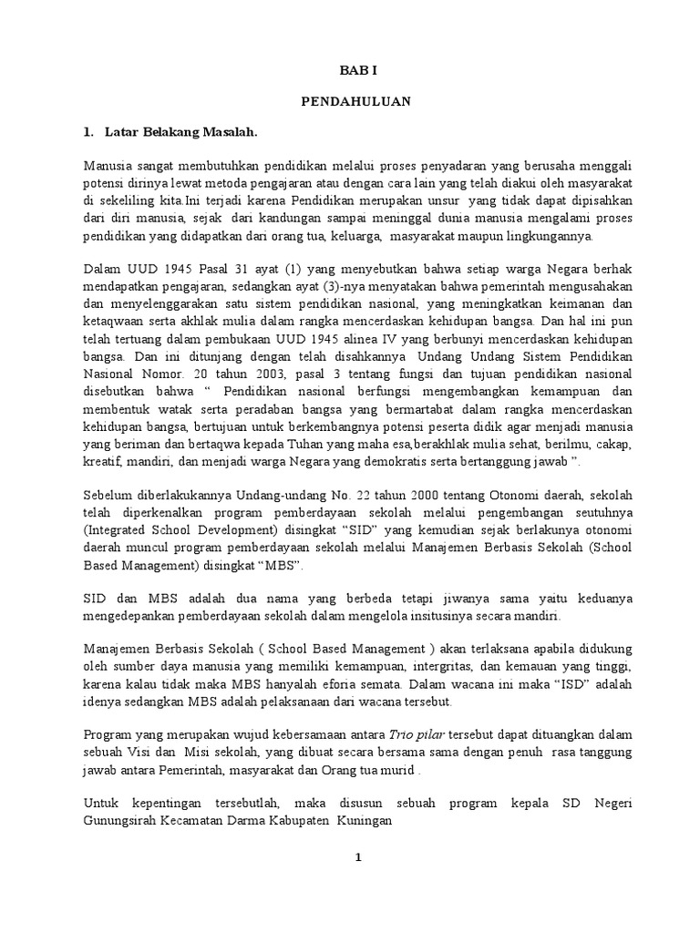 Contoh Program Kerja Kepala Sekolah | PDF