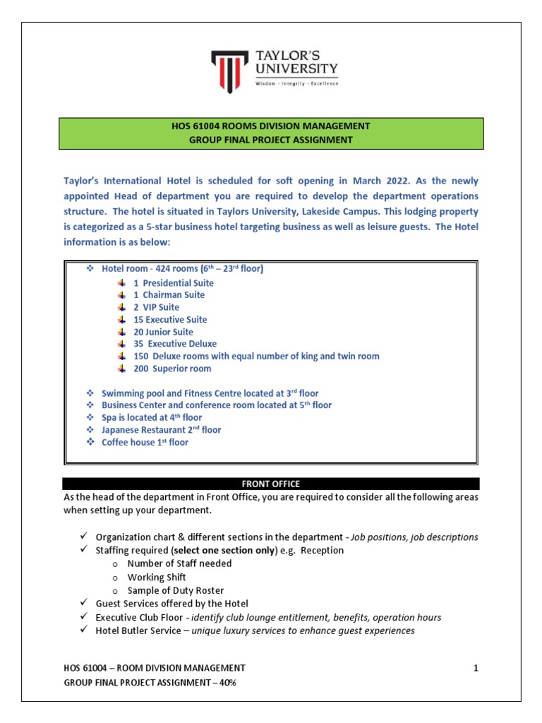Group Final Project Assignment August 2021 | PDF | Hotel | Leadership