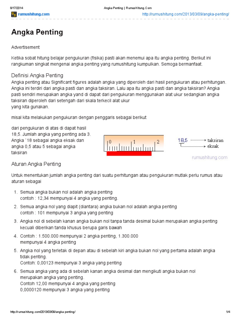 Rangkuman Angka Penting dalam Fisika | PDF