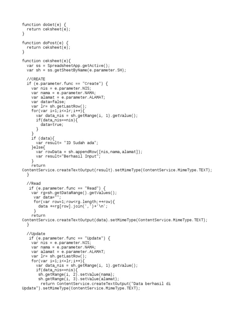 Script (Create, Read & Update) | PDF