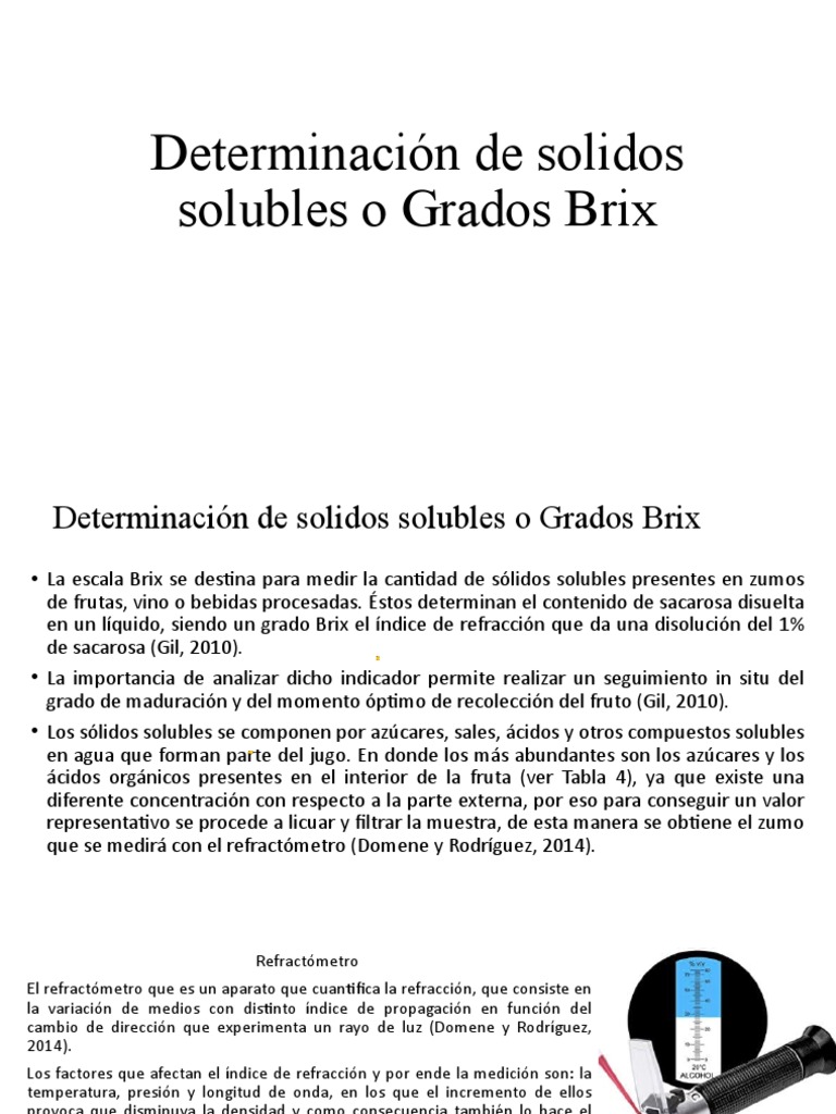 Determinación de Solidos Solubles o Grados Brix | PDF
