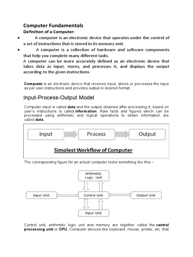 Computer Fundamentals: Input-Process-Output Model | PDF | Booting | Bios
