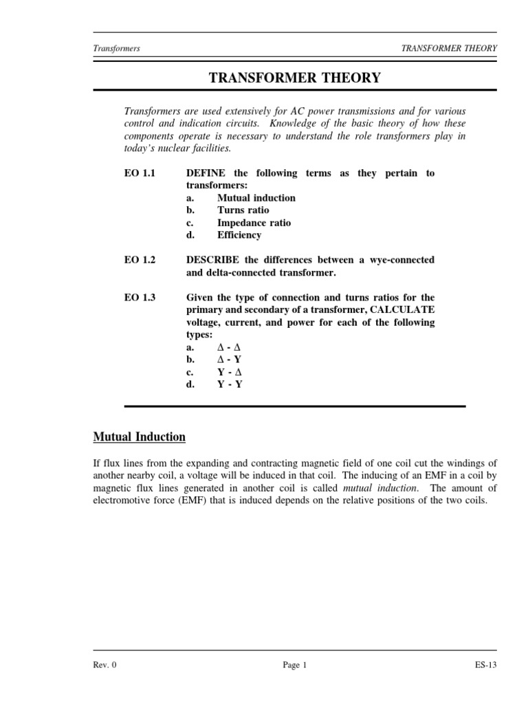 Transformer Theory: Mutual Induction | PDF | Transformer | Inductor
