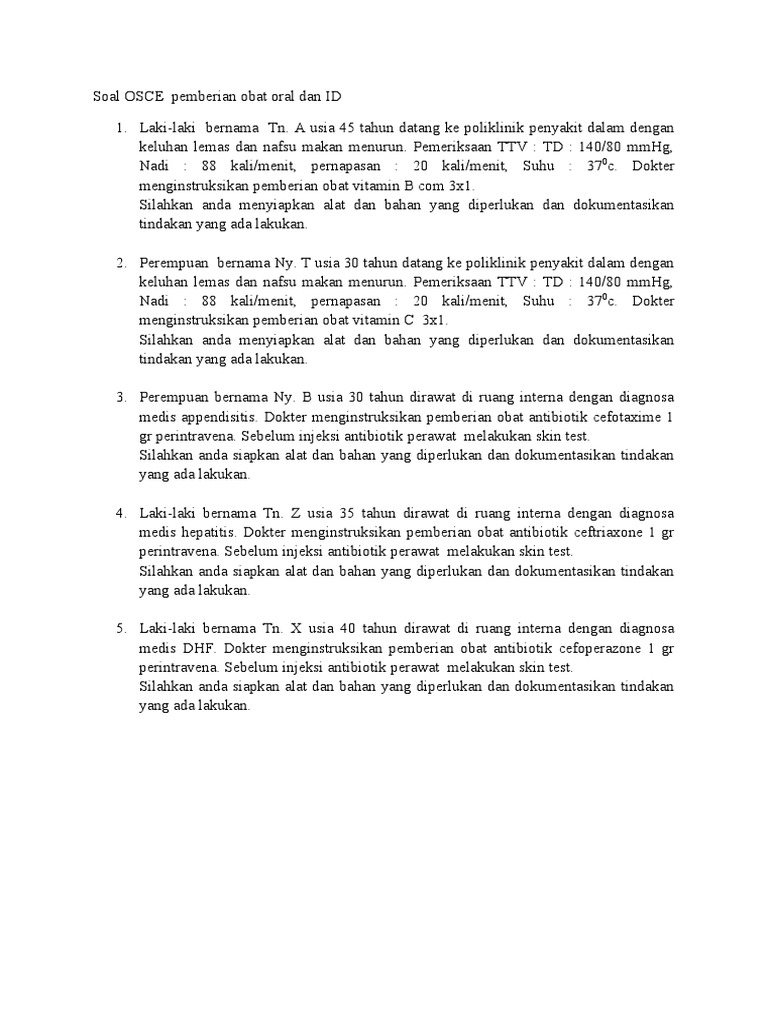 Soal Osce - Obat Oral & ID | PDF