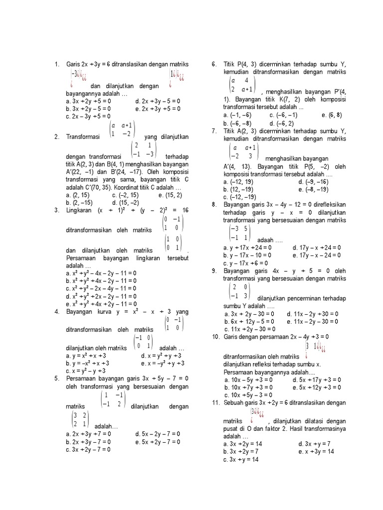 Transformasi Geometri dan Matriks | PDF