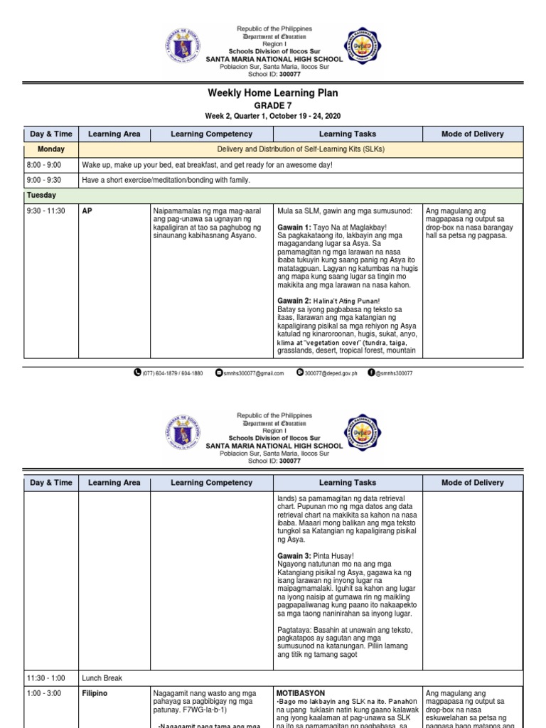 WHLP - Grade 7 - Q1 - Week 2 | PDF