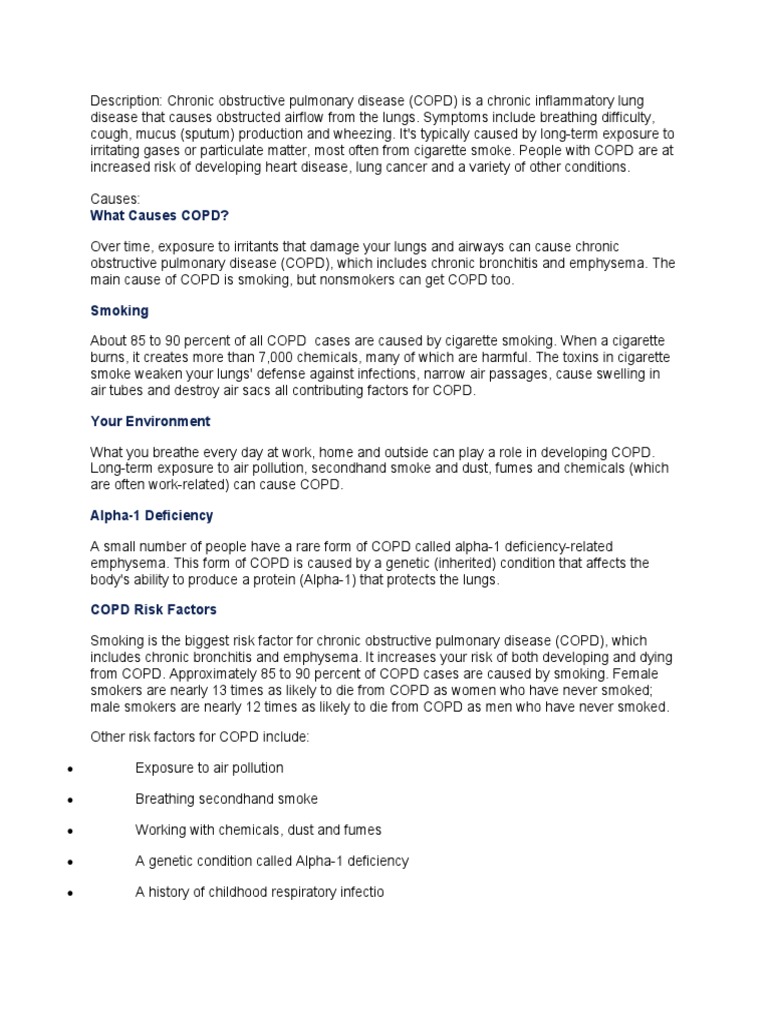 Chronic Obstructive Pulmonary Disease COPD | PDF | Chronic Obstructive ...