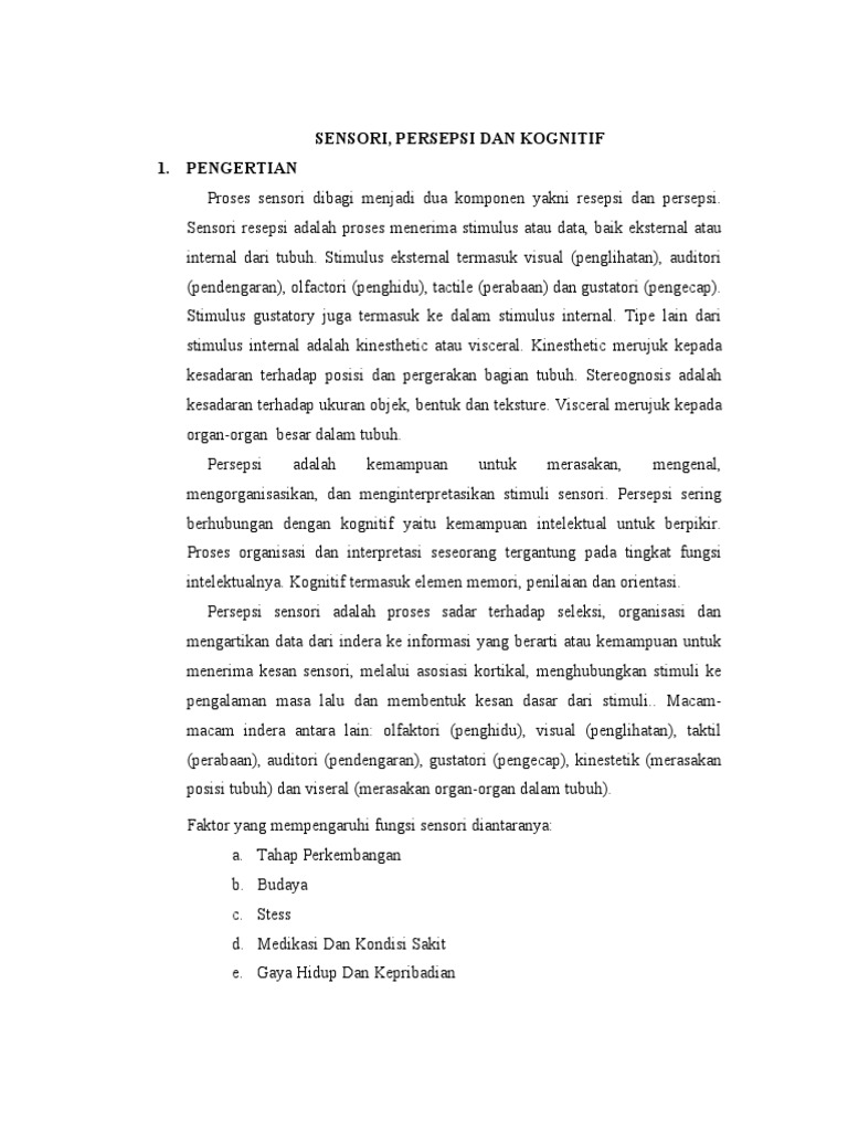Proses Sensori dan Persepsi Kognitif | PDF | Pengembangan Diri