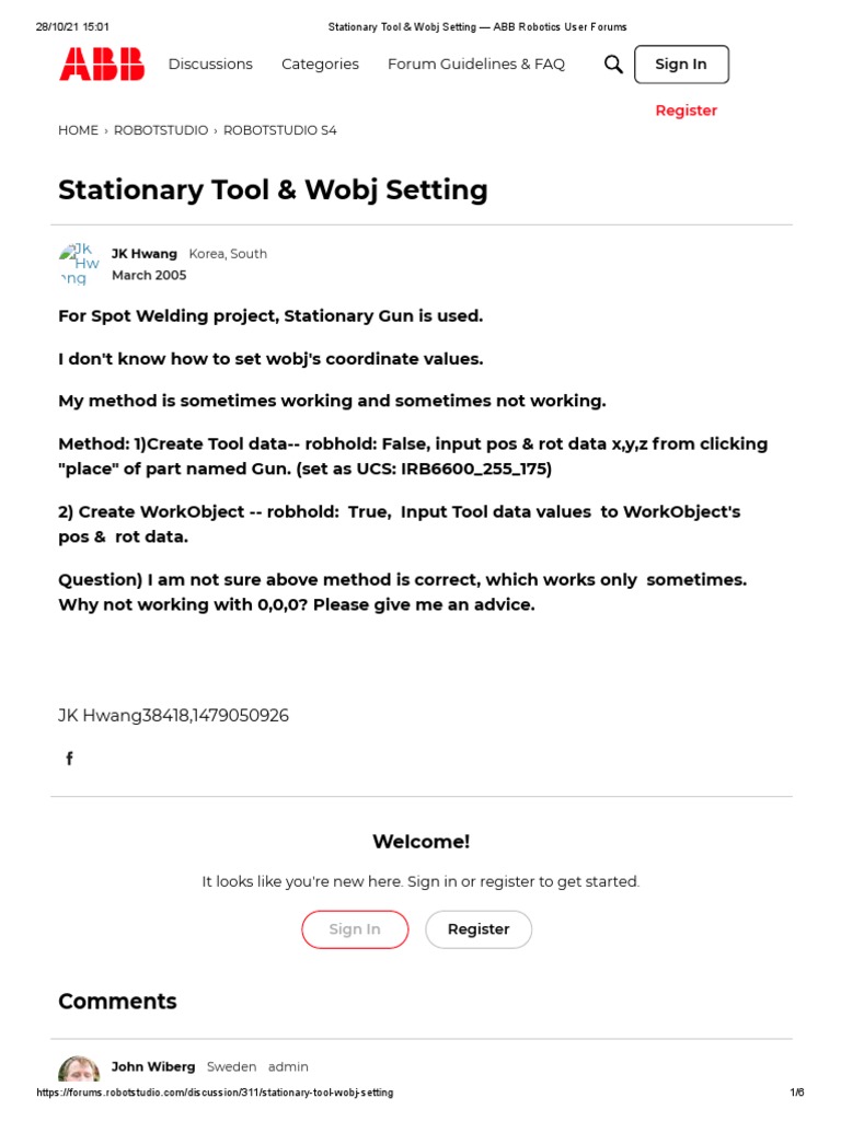 Stationary Tool & Wobj Setting - ABB Robotics User Forums | PDF | Communication | Information ...