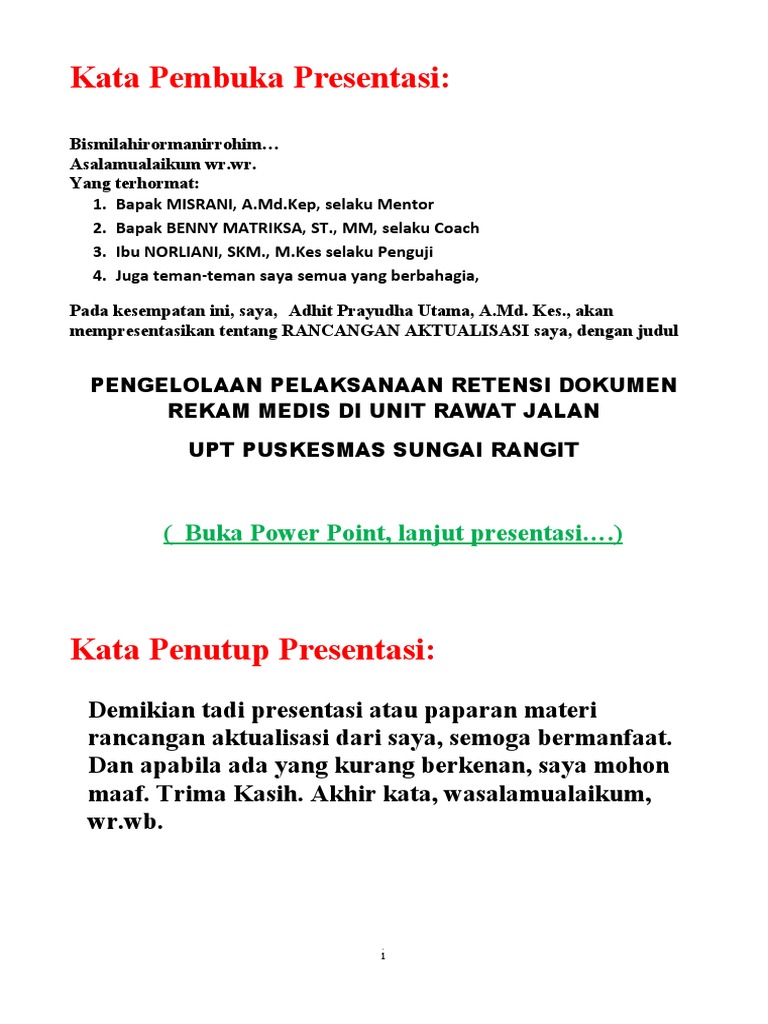 Pembukaan dan Penutupan Presentasi | PDF