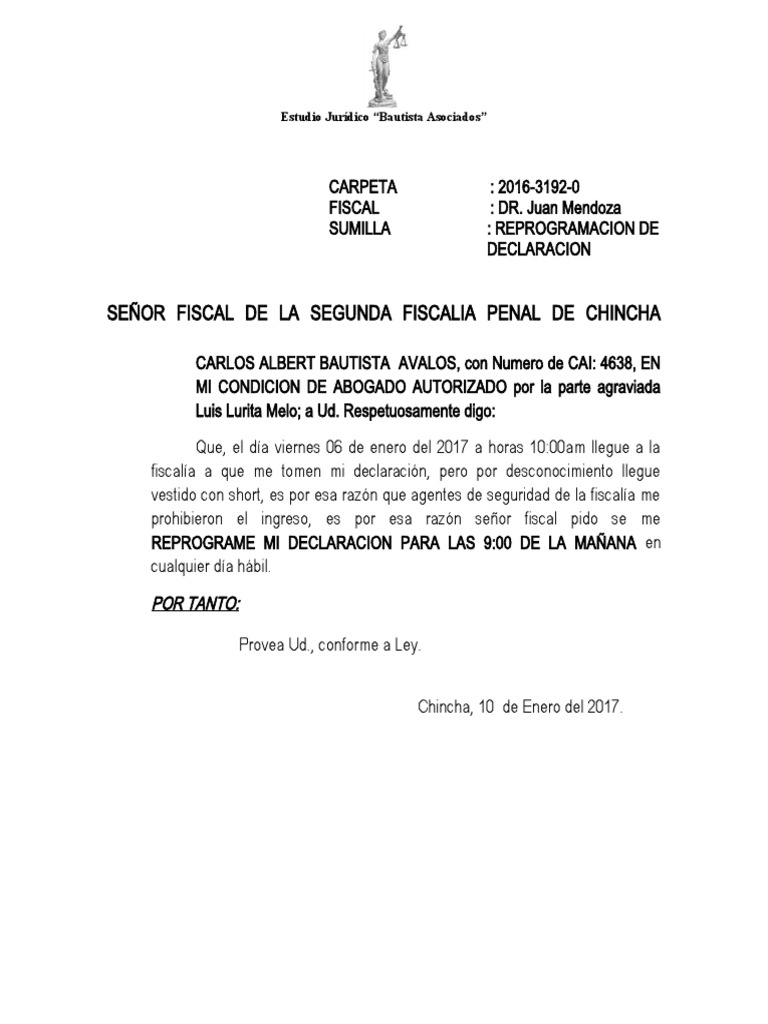 Reprogramacion de Declaracion | PDF