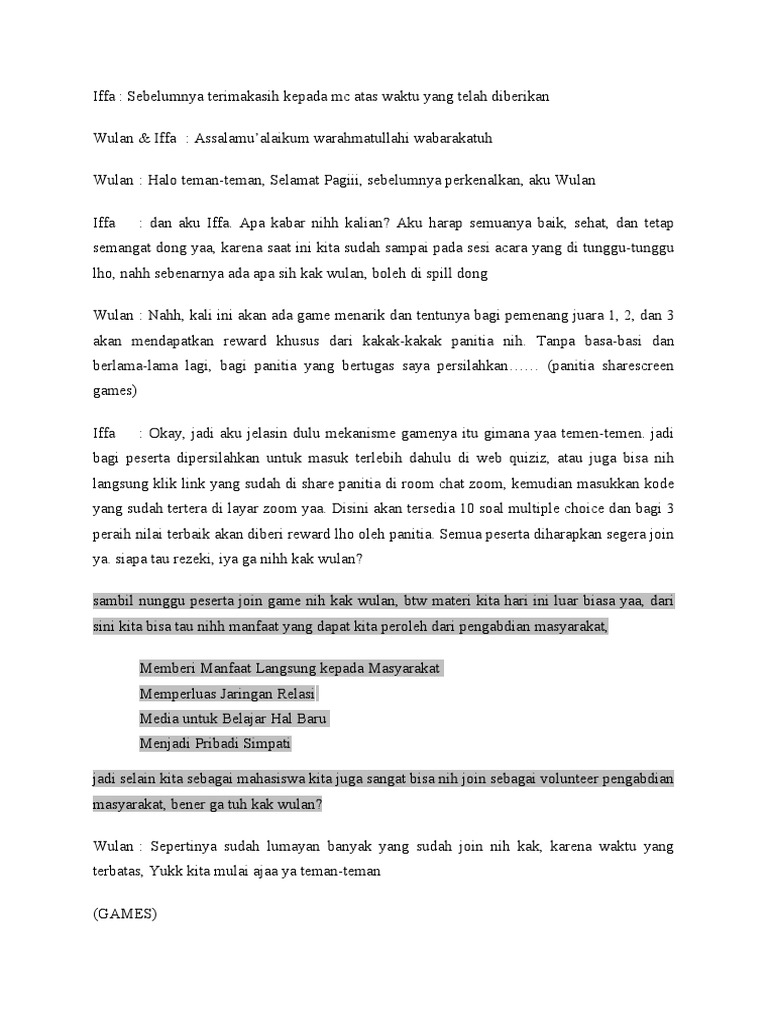 Teks MC Non Formal 2 Orang | PDF