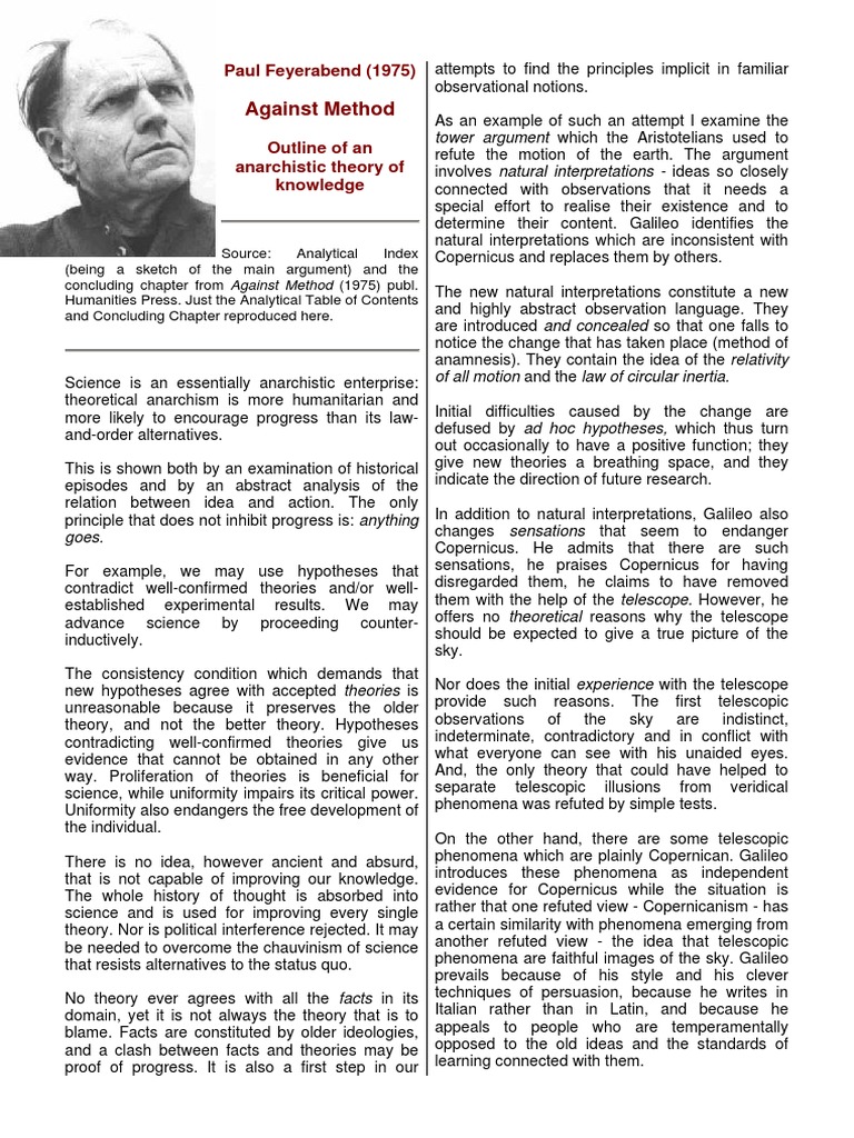 An Anarchistic Theory of Knowledge: Providing a Summary of the Key ...