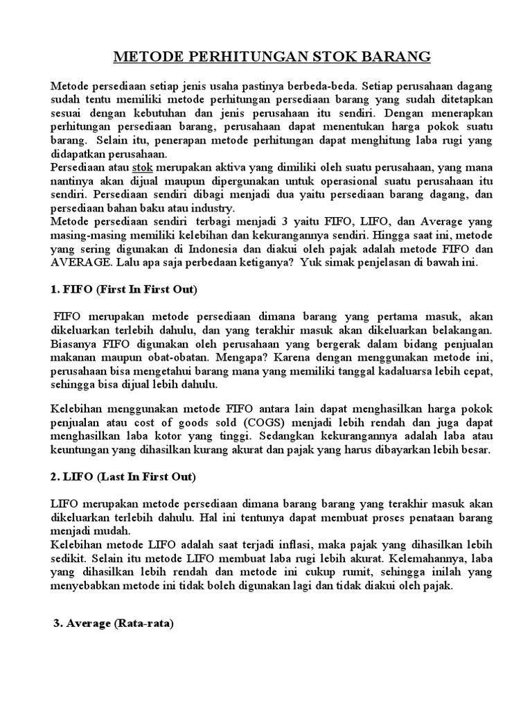 Metode Perhitungan Stok Barang | PDF