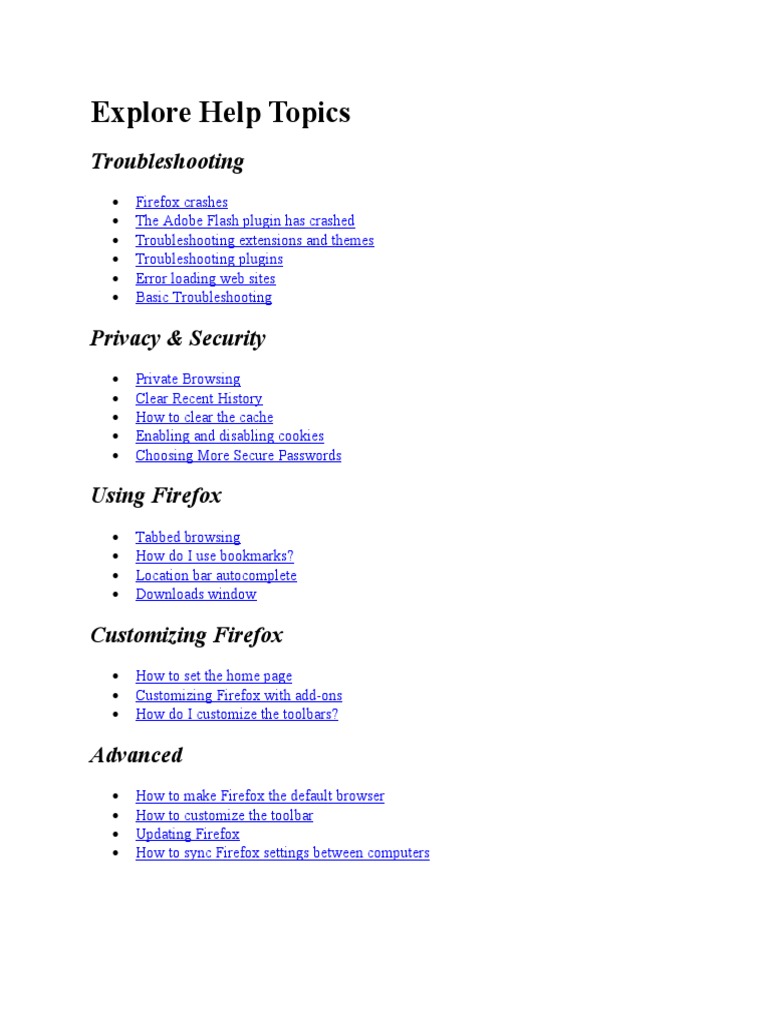 Explore Help Topics | PDF