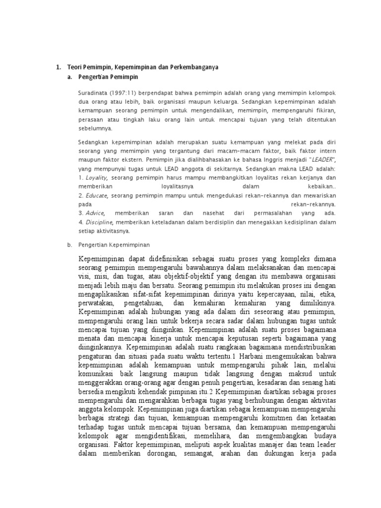 Teori Pemimpin | PDF | Karier & Perkembangan | Sains & Matematika