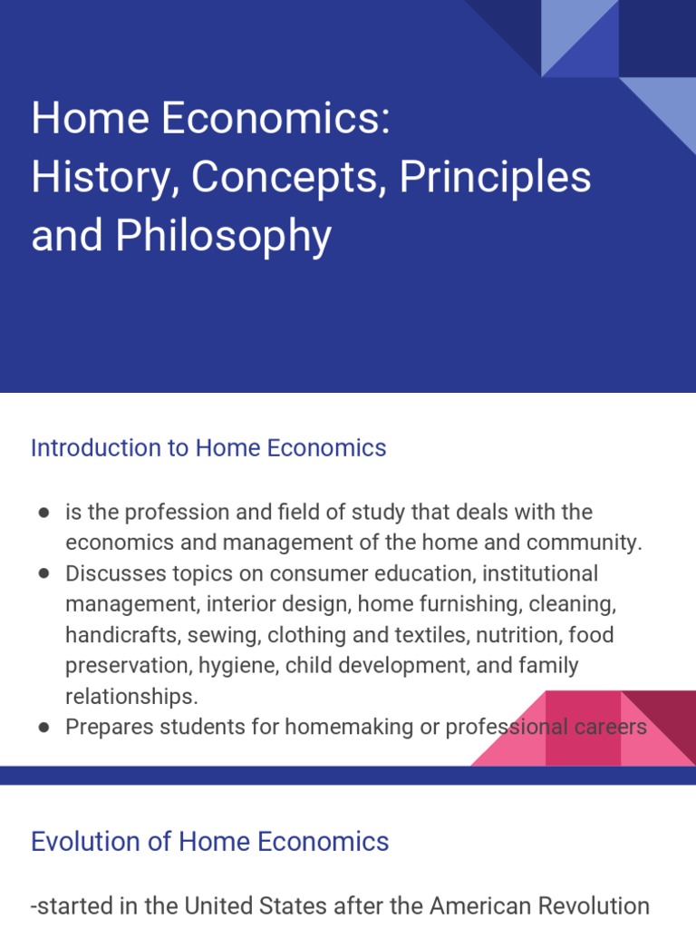 TLE 103 Home Economics - History, Concepts, Principles and Philosophy | PDF