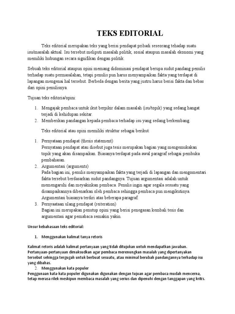 Panduan Teks Editorial | PDF | Karier & Perkembangan | Seni & Disiplin ...
