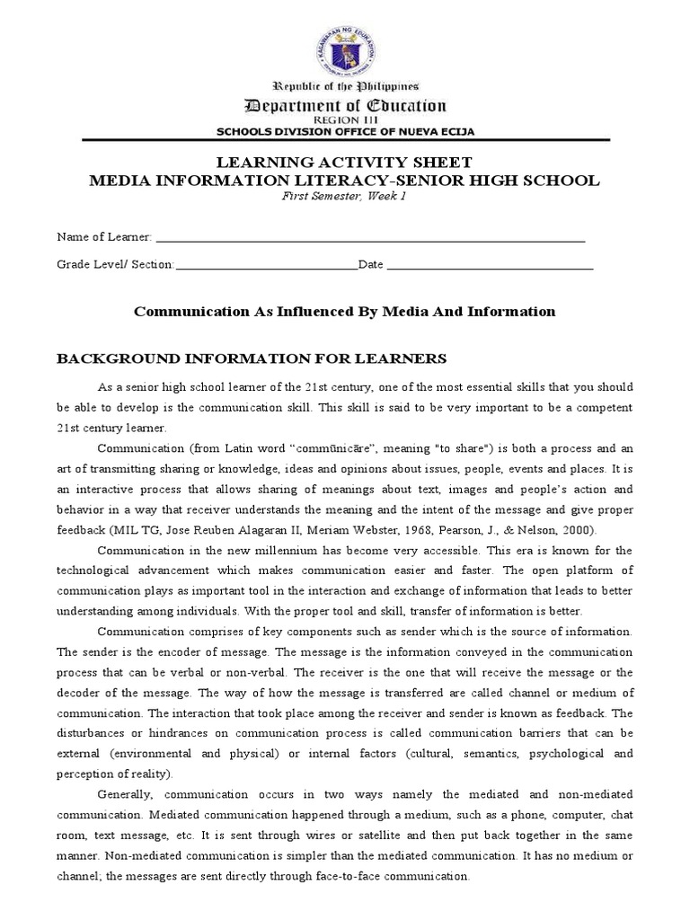 Media Literacy & Communication Guide | PDF | Mass Media | Communication