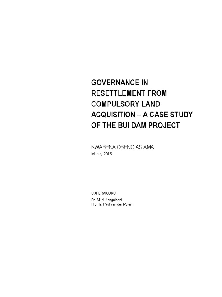 Governance in Resettlement From Compulsory Land Acquisition - A Case ...