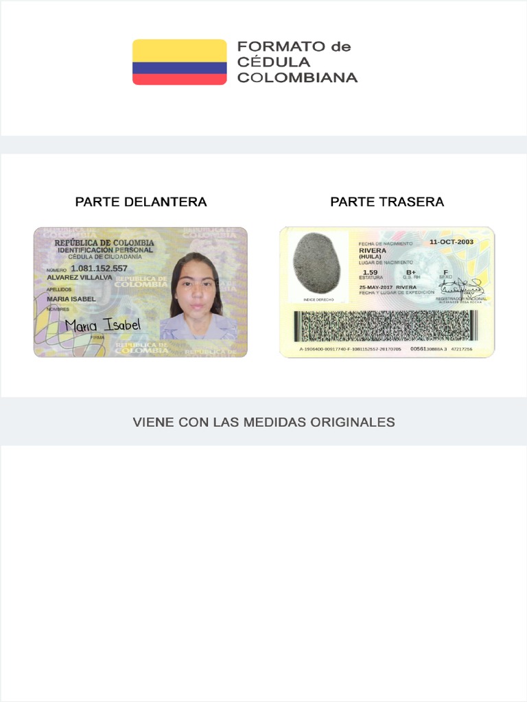 Formato - Cedula Colombiana PDF | PDF