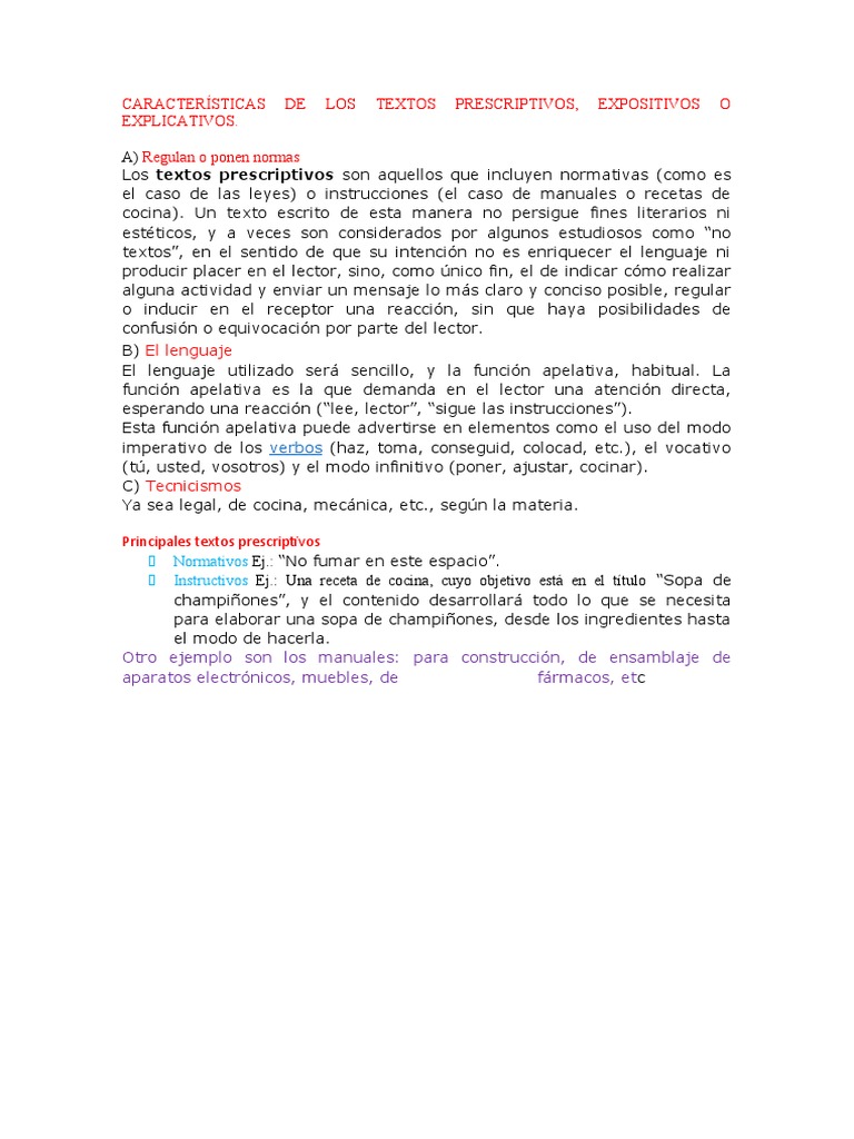 Características de Los Textos Prescriptivos, Expositivos o Explicativos | PDF