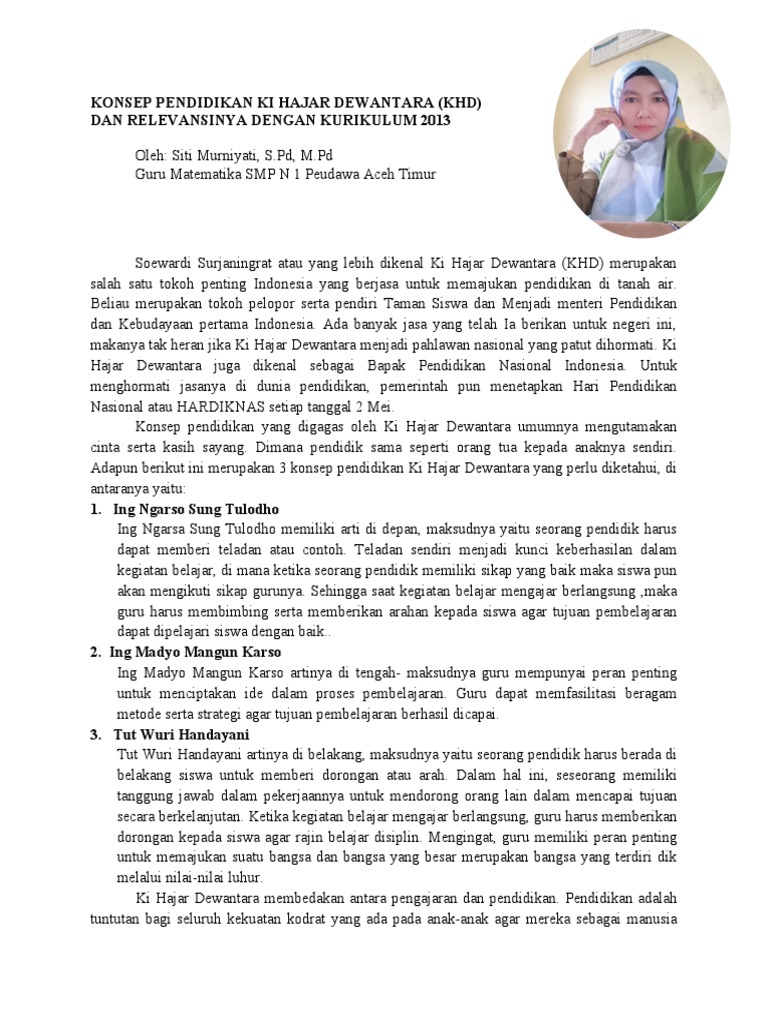Konsep Pendidikan Ki Hajar Dewantara Dan Relevansinya DGN k13 Ok | PDF